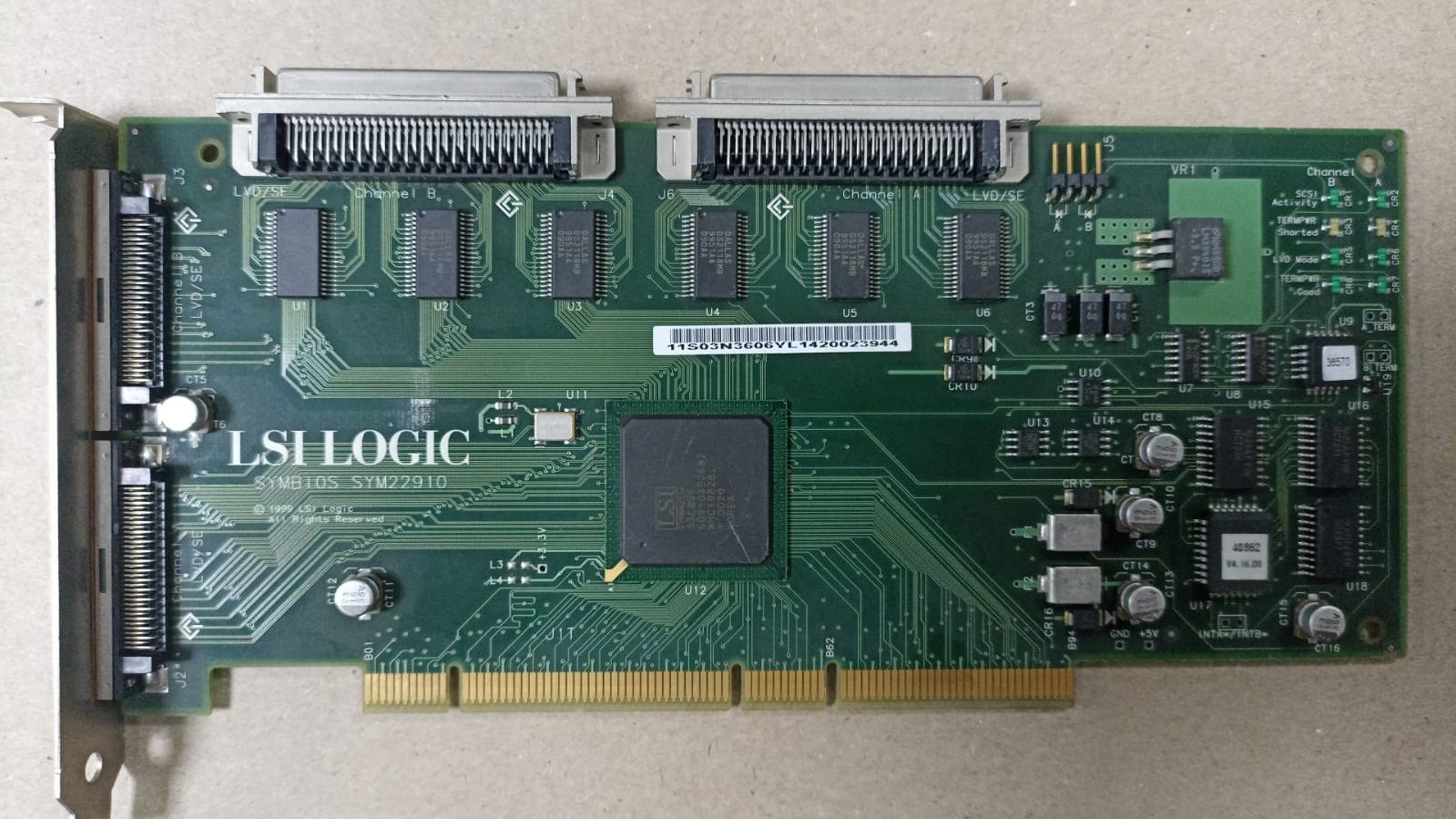LSI LOGIC SYM22910 Dual Channel PCI-2 Ultra2 SCSI Adapter